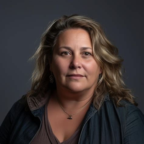 Premium Ai Image A Woman In A Black Shirt And Brown Jacket Posing For