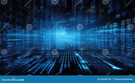 blue digital binary data background ai generated stock illustration