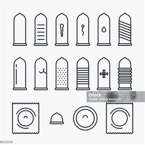 콘돔 종류 최소한의 플랫 라인 개요 스트로크 아이콘 그림 기호 집합된 컬렉션 건강관리와 의술에 대한 스톡 벡터 아트 및 기타 이미지 건강관리와 의술 고급 고무