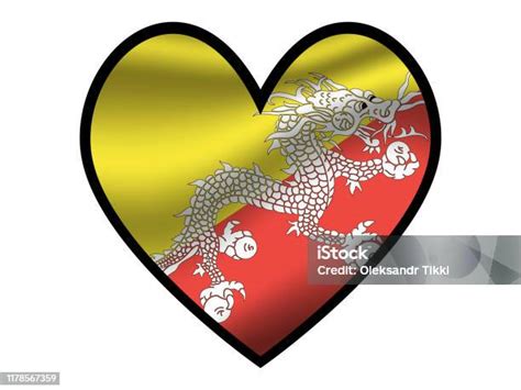 큰 아름다운 마음 안에 부탄 국기 원래 색상과 비율 벡터 일러스트레이션 모든 대륙과 테리토르세트의 세계 국가 흰색 배경에 격리 국가 관광명소에 대한 스톡 벡터 아트 및 기타