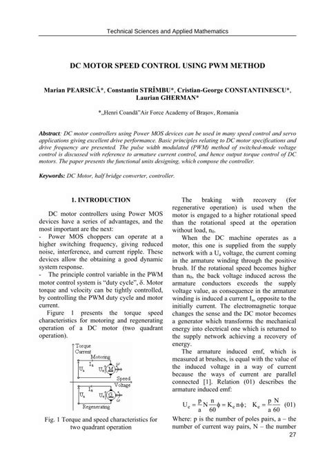 PDF DC MOTOR SPEED CONTROL USING PWM METHOD DC Motor Speed Control Using PWM Method
