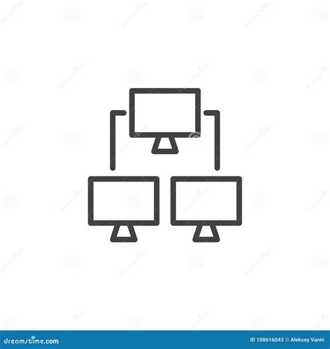 Computer Network Line Icon Stock Vector Illustration Of Editable