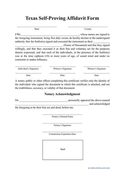 Texas Self Proving Affidavit Form Fill Out Sign Online And Download Pdf Templateroller
