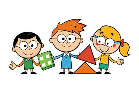 Matemáticas Geniales Dibujos Animados Niños Resolviendo Problemas Ilustración Vectorial Clipart