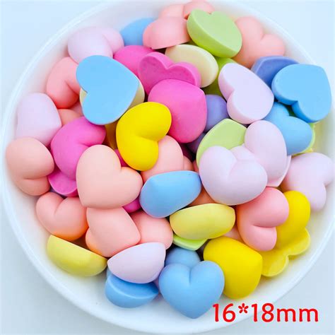 Badu Bg 20 бр Сладки анимационни мини кабошони с плосък гръб от смола във формата на сърце