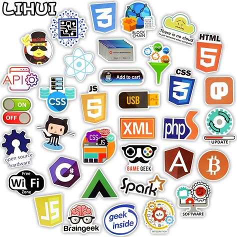 100 Pcs 인터넷 프로그래밍 언어 스티커 Java Html 로고 Diy 노트북 전화 자동차에 괴짜 해커에 대 한 재미 있은