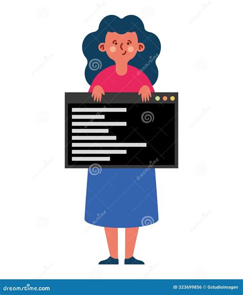 Programmer Woman Coding Technology Stock Illustration Illustration Of