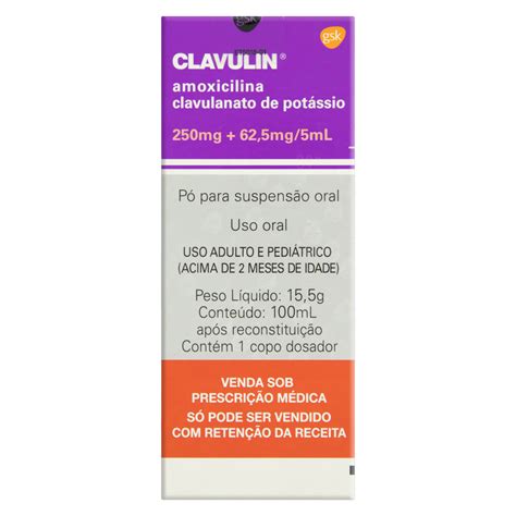 Clavulin 250mg Caixa 155g PÓ SuspensÃo Oral Copo Dosador Gtinean