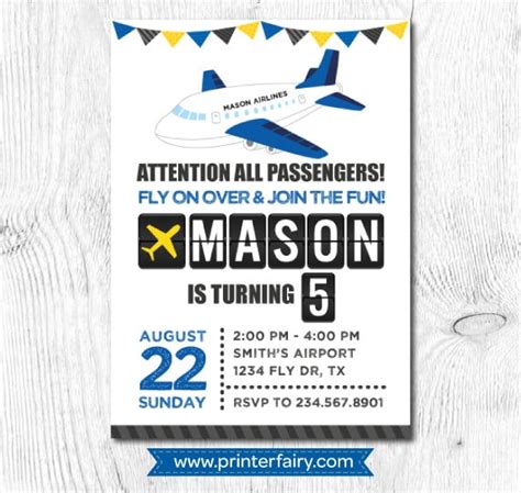 Invitaciones De Cumpleaños De Aviones Para Imprimir 8] Invitaciones