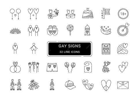 Premium Vector Gay Signs 32 Line Vector Icons