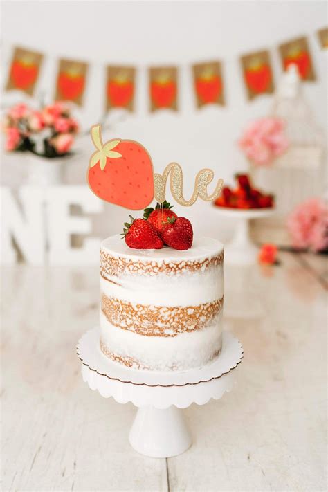 One Strawberry Cake Topper Berry First Birthday Sweet One Birthday