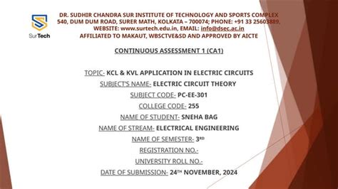 Kcl And Kvl Application In Electric Circuit Theorypptx