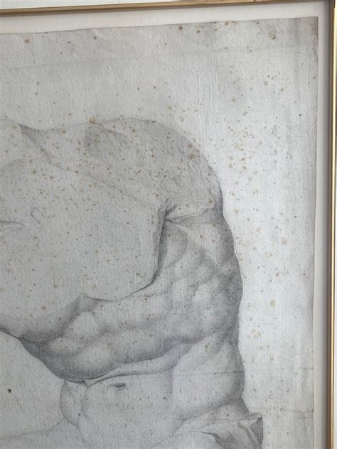 Old Master Drawing Of A Seated Male Nude Antique Statue Torso For Sale