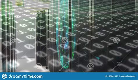 Image Of Binary Code And Shapes Over Servers Stock Illustration Illustration Of Binary