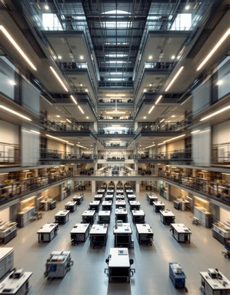 Wide Shot Of A Modern Research And Development Facility With Multiple