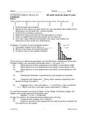 Ap Stats Midterm Review Doc Name Period Date Ap Statistics Midterm Review All Work Must