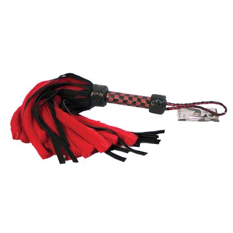 Suede And Fluff Mini Flogger 18 Red Black