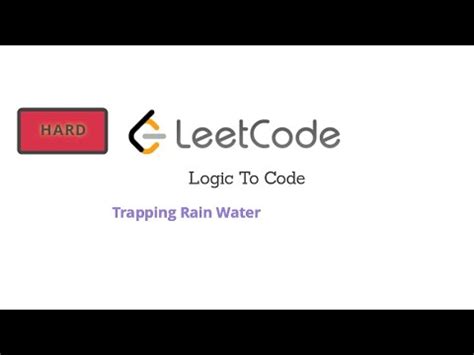 Trapping Rain Water LeetCode YouTube