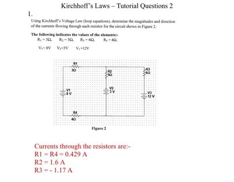 Solved Kirchhoff S Laws Tutorial Questions Using Chegg