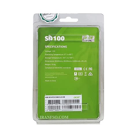 رم لپ تاپ 8 گیگ ایسر Ddr4 3200 Mhz 1 2v Sd100 گارانتی آواژنگ کامپیوتر افق