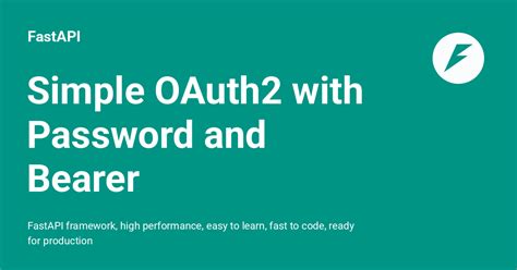 simple oauth2 with password and bearer fastapi