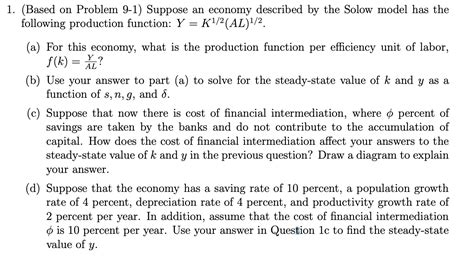 Solved Based On Problem 9 1 Suppose An Economy Described Chegg Com