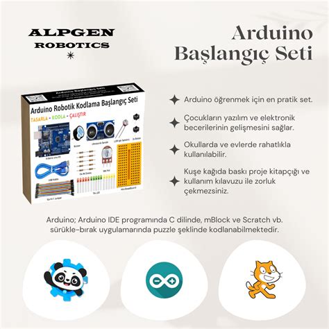 arduino uno r3 robotik kodlama başlangıç seti proje kitapçığı alpgen