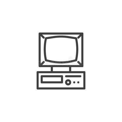 Retro Desktop Computer Line Icon Stock Vector Illustration Of Icon