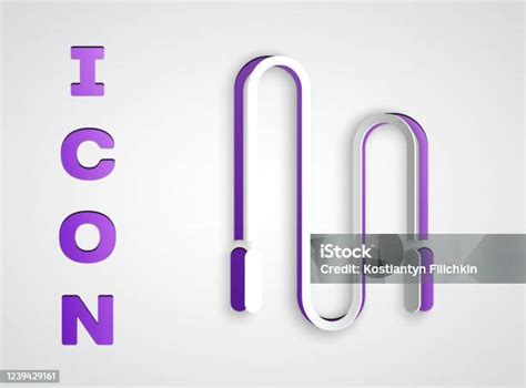 종이 컷 회색 배경에 격리 점프 로프 아이콘 밧줄을 건너 뜁니다 스포츠 장비 종이 아트 스타일입니다 벡터 일러스트레이션 3차원 형태에 대한 스톡 벡터 아트 및 기타 이미지