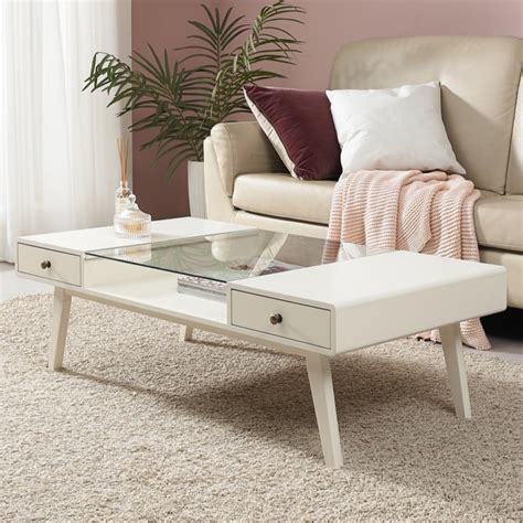 헤즈로 델리아 유리테이블 원목 화이트 티테이블 거실탁자 거실테이블 소파테이블 유리탁자 헤즈로