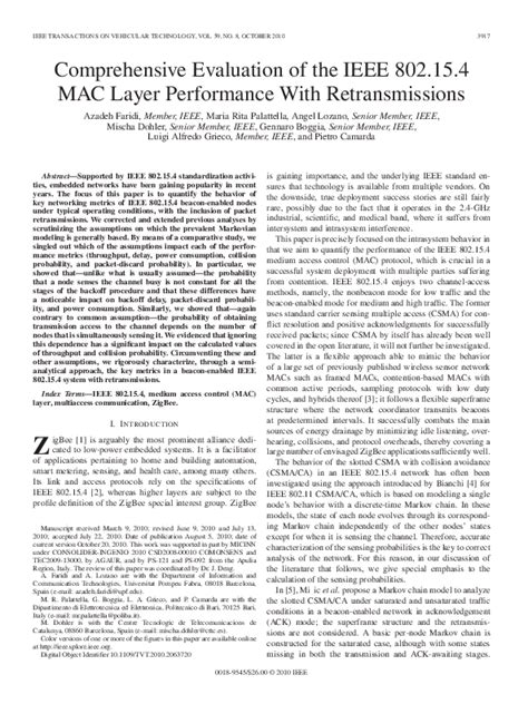 pdf comprehensive evaluation of the ieee 802 15 4 mac layer