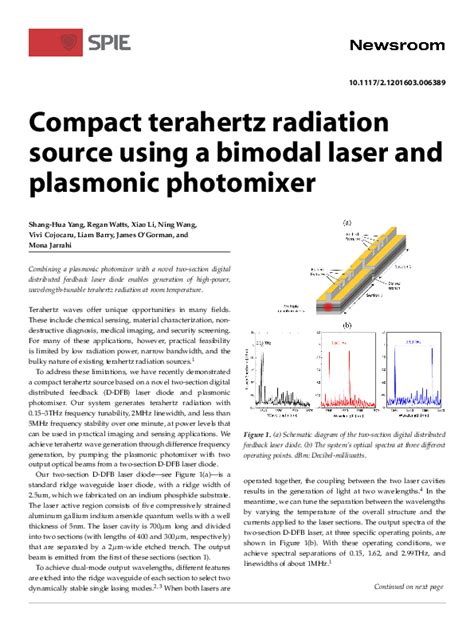 Pdf Compact Terahertz Radiation Source Using A Bimodal Laser And Plasmonic Photomixer