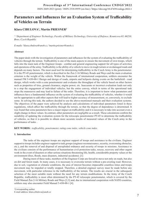 Pdf Parameters And Influences For An Evaluation System Of Trafficability Of Vehicles On Terrain