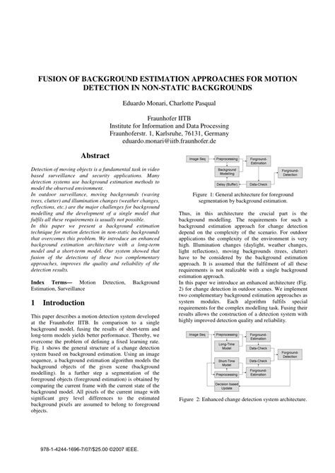 Pdf Fusion Of Background Estimation Approaches For Motion Detection In Non Static Backgrounds