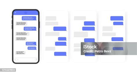 소셜 미디어 디자인 개념입니다 회전 목마 스타일의 메신저 채팅 화면과 스마트 폰 대화를 작성하기위한 Sms 템플릿 거품 현대 벡터 일러스트 플랫 스타일 온라인 메시지에 대한