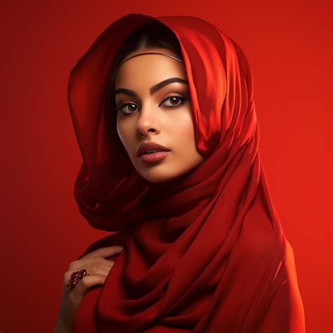Premium Photo Image Of A Beautiful Arab Girl On A Red Background