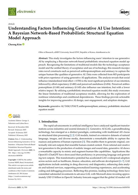 Pdf Understanding Factors Influencing Generative Ai Use Intention A