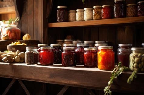 Jars With Homemade Jam In A Cozy Pantry Stock Image Image Of Mason