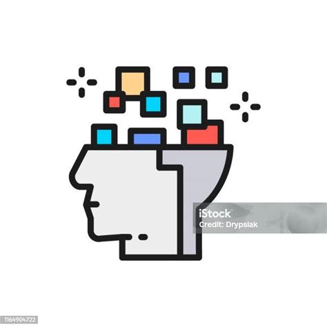 로봇 머리 회로 기판에 연결된 뇌 디지털 사고 인공 지능 평면 컬러 라인 아이콘 공학에 대한 스톡 벡터 아트 및 기타 이미지 공학 개념 개발 Istock