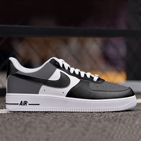 Air Force 1 Custom Black White Gray Shoes Monochrome Shadow Mens Women