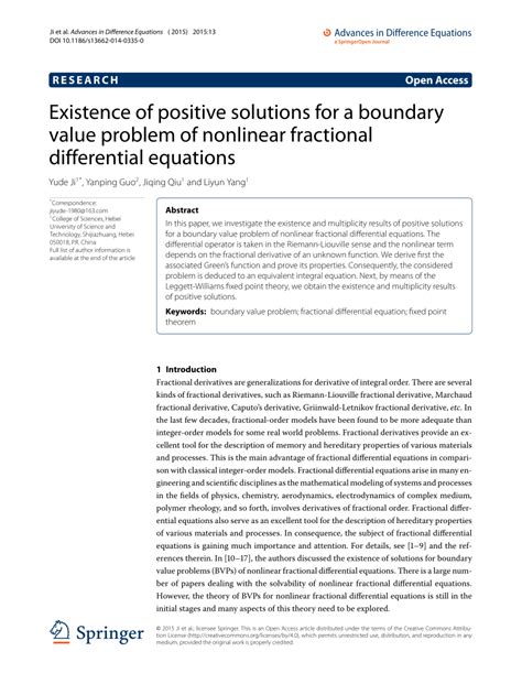 Pdf Existence Of Positive Solutions For A Boundary Value Problem Of Nonlinear Fractional