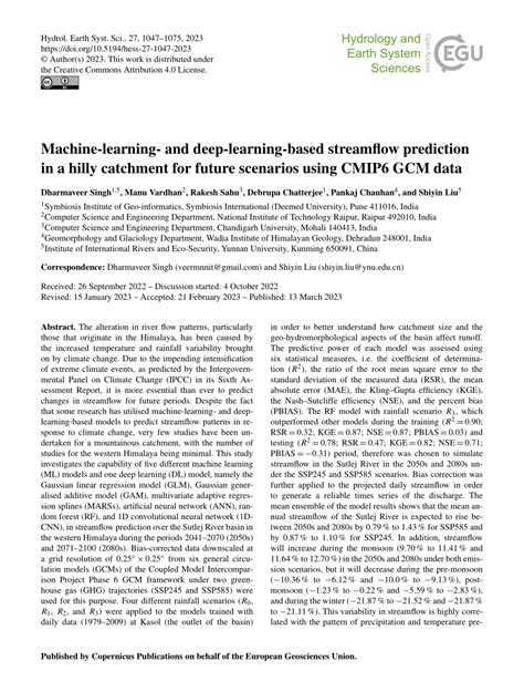 Pdf Machine Learning And Deep Learning Based Streamflow Prediction