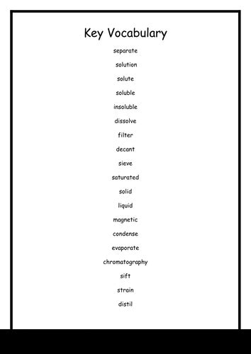 Separate Solids Teaching Resources