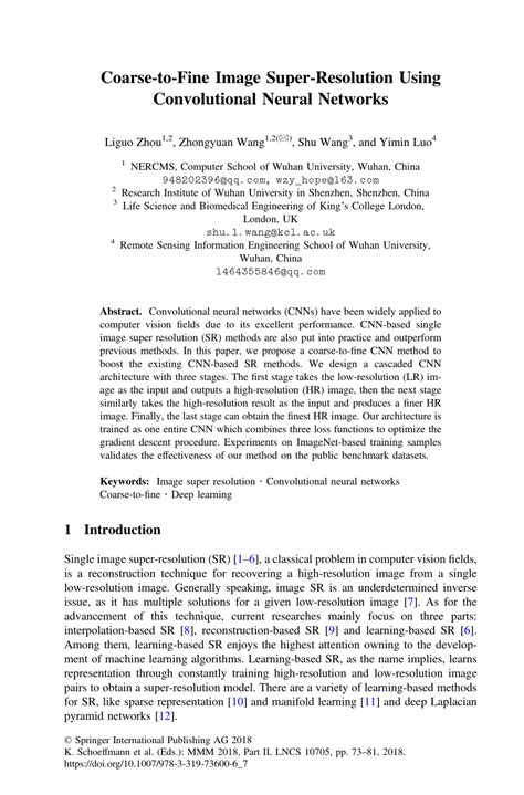 Pdf Coarse To Fine Image Super Resolution Using Convolutional Neural Networks