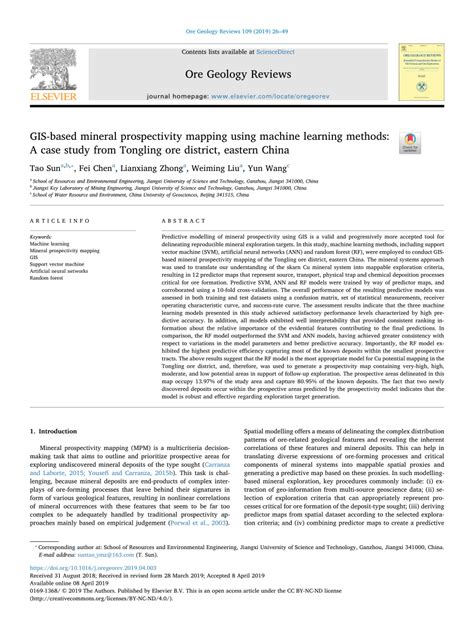 Pdf Gis Based Mineral Prospectivity Mapping Using Machine Learning