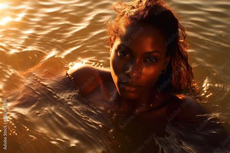 Beach Sun Kissed Beauty Stunning Black Sexy Woman With Straw Hat