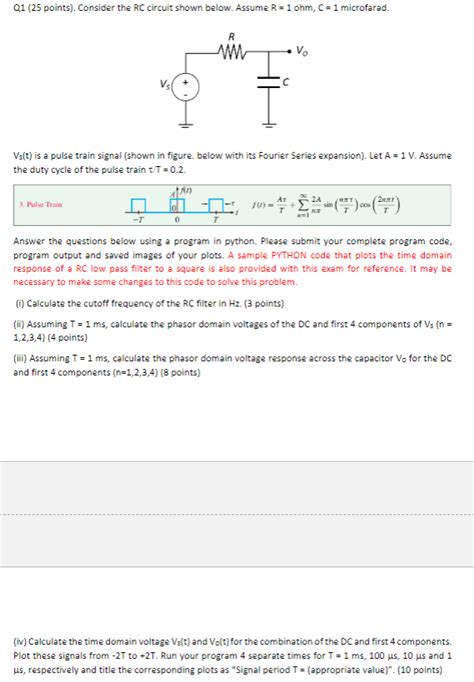 Q1 25 Points Consider The Rc Circuit Shown Below