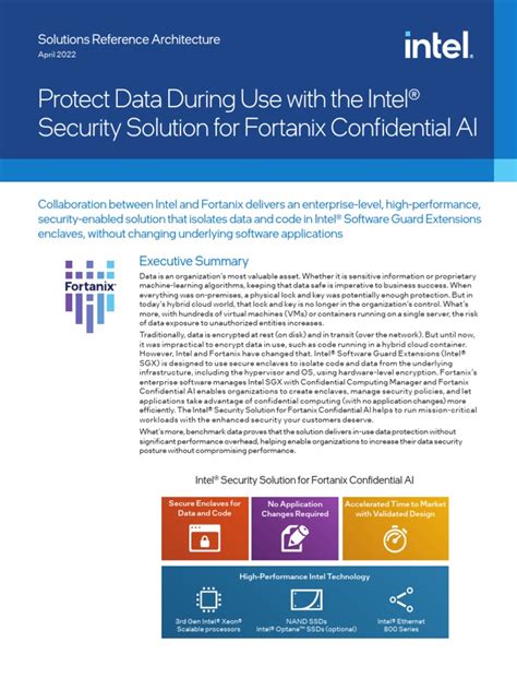 Sec004 Intel Security Solution For Fortanix Confidential Ai Pdf
