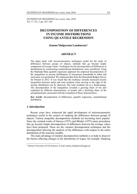 pdf decomposition of differences in income distributions using