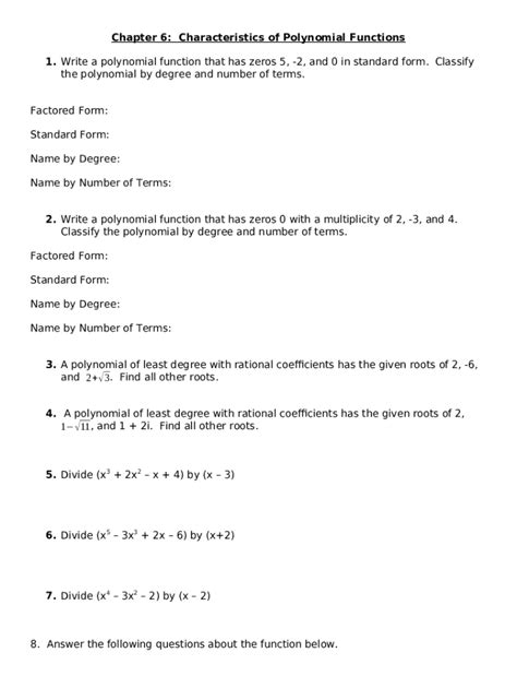 How Do You Write A Polynomial In Standard Given Wp Lps Doc Template PdfFiller